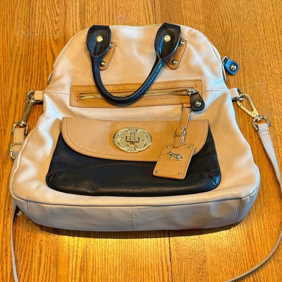 Emma Fox | Bags | Emma Fox Navy And Tan Leather Purse | Poshmark